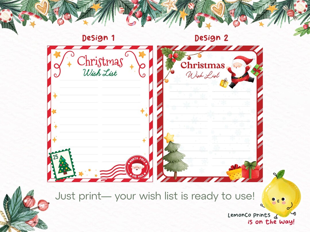 Printable Santa Wish List Letters, Christmas Letter, Easy to Print ...