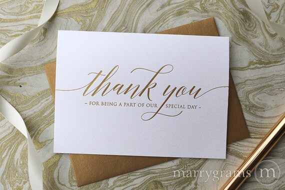 REAL GOLD FOIL Wedding Thank You Note Card Set Thanks for | Etsy