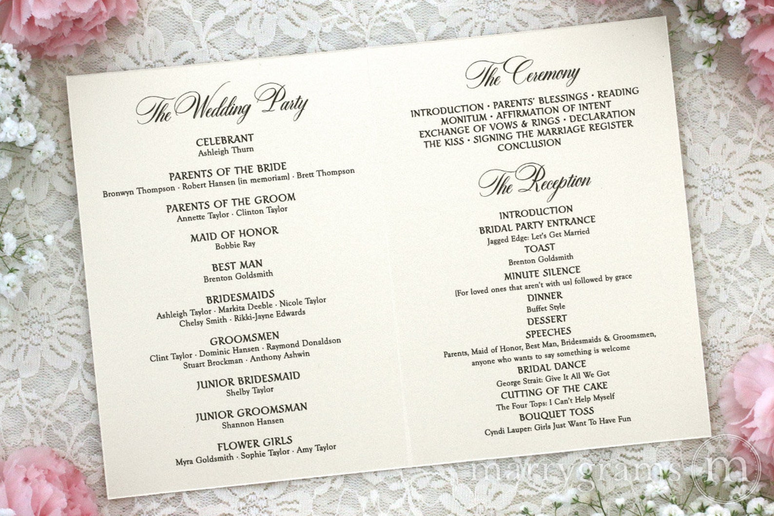 Folded Wedding Programs Bifold Ceremony Program Elegant | Etsy