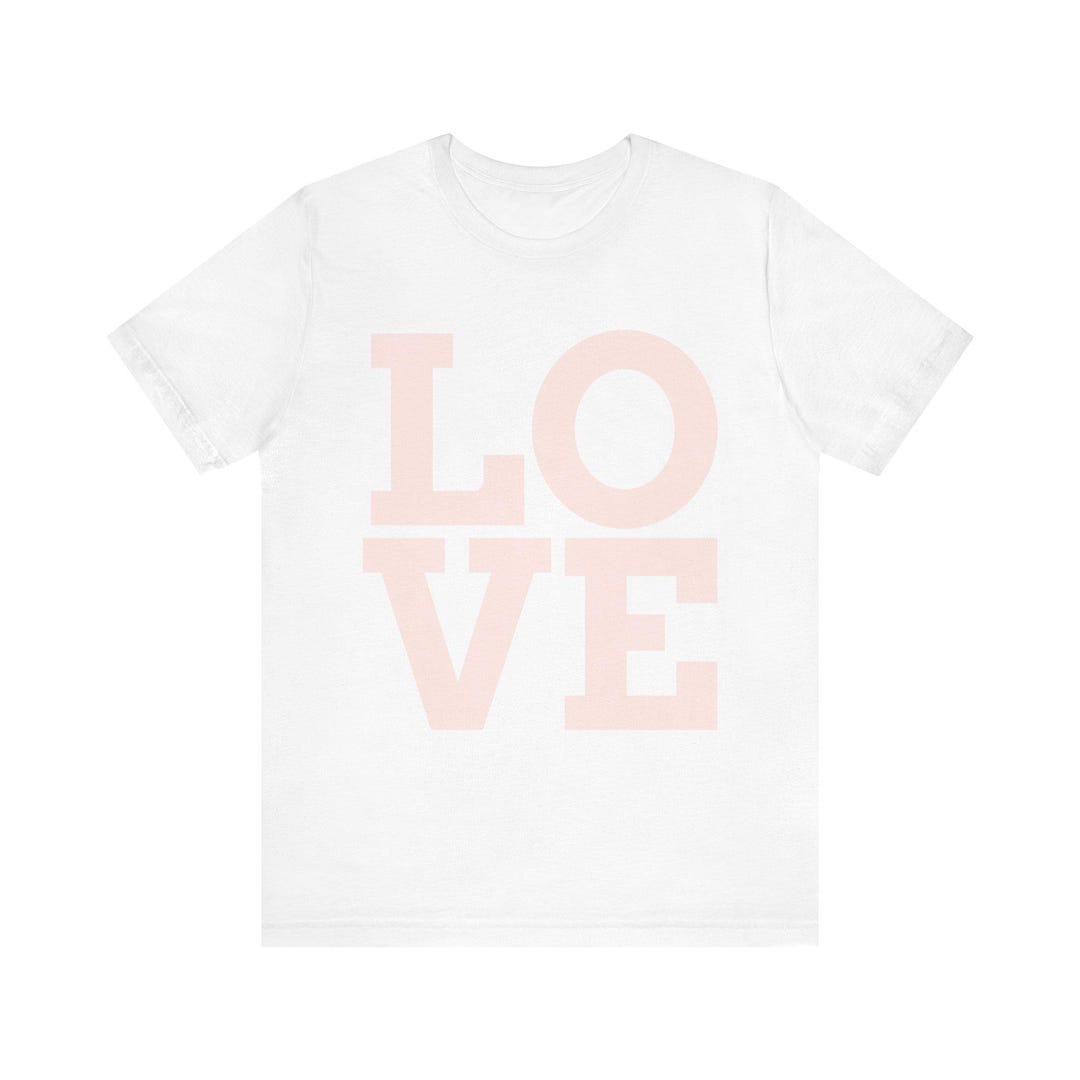 LOVE Block Letter Tee | Pastel Pink Typography T-shirt - Etsy