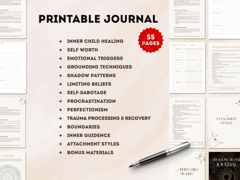 Shadow Work Journal Printable | 550 Prompts for Inner Child, Trauma ...