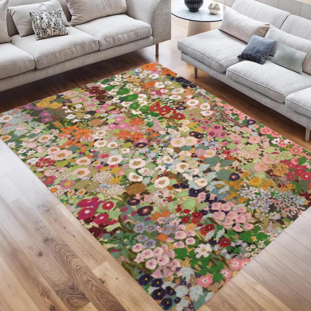 Colorful Floral Area Rug, Vintage Garden Carpet, Romantic Cottagecore ...