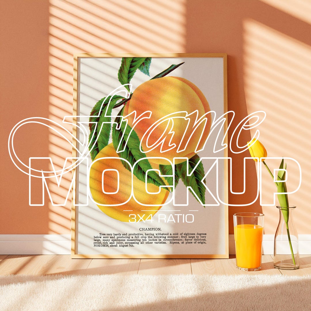Vertical Frame Mockup: 3x4 Photoshop Template, Bright Orange Interior ...