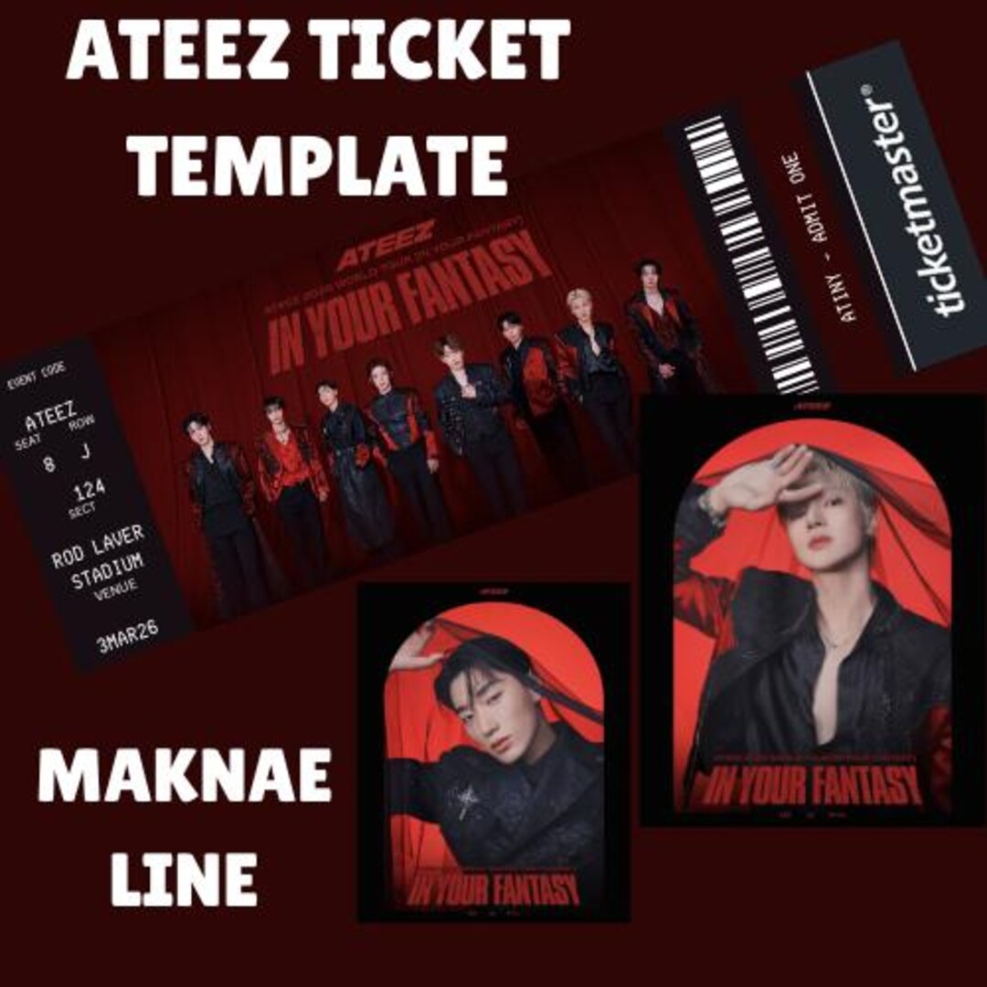 Ateez "maknae Line" in Your Fantasy Printable Concert Ticket Template ...