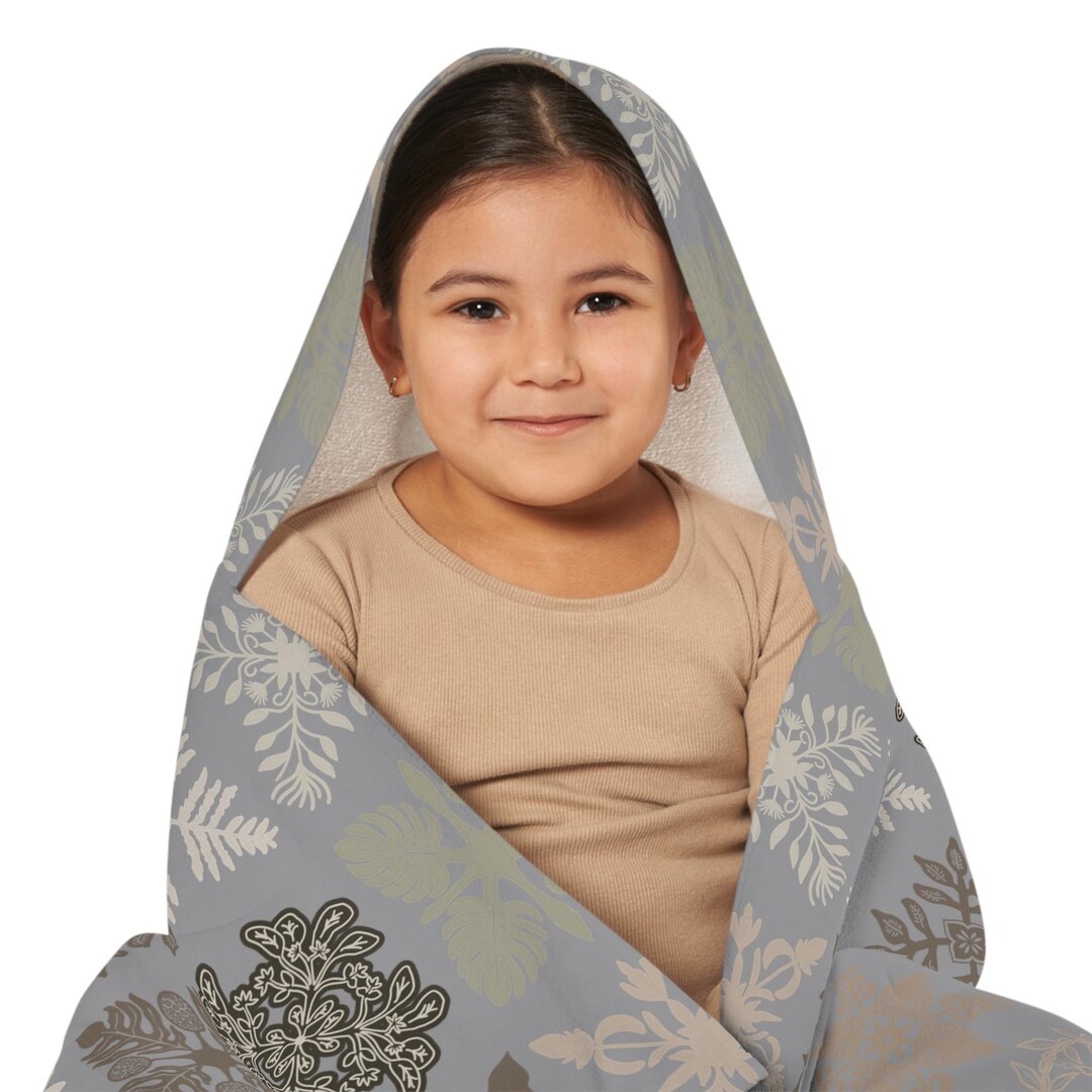 Hawaiian Quilt Kapa Kuiki Design Youth Hooded Towel: Kids Bath Wrap ...