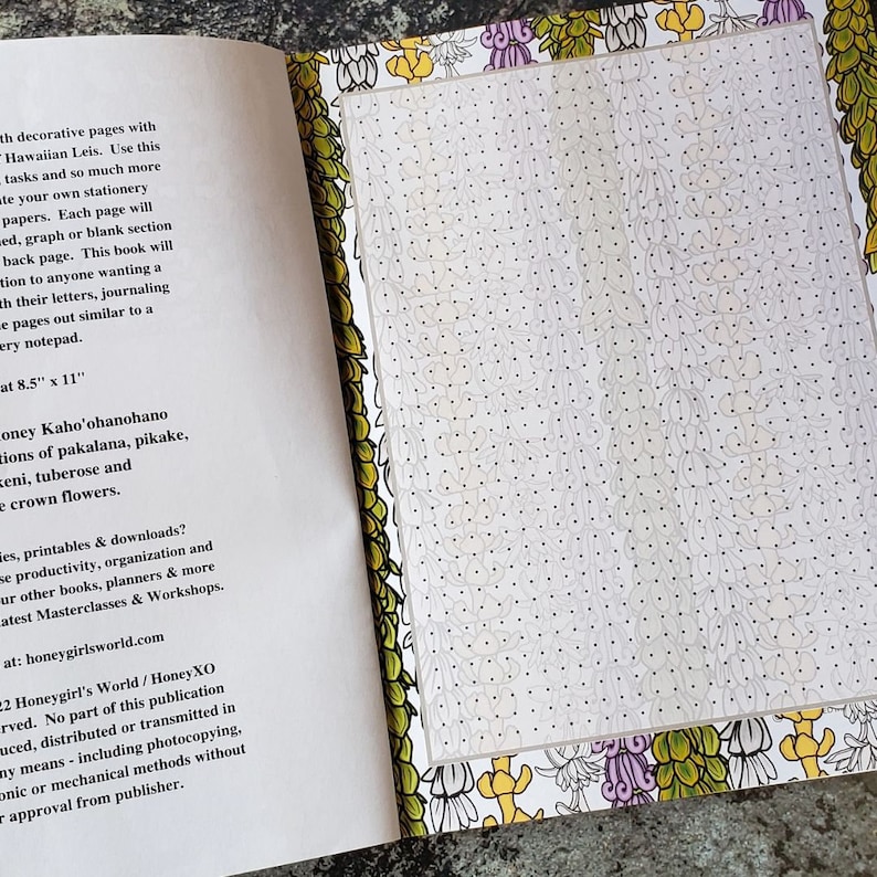 Hawaiian Lei Design Stationery Notebook - Pakalana, Tuberose ...