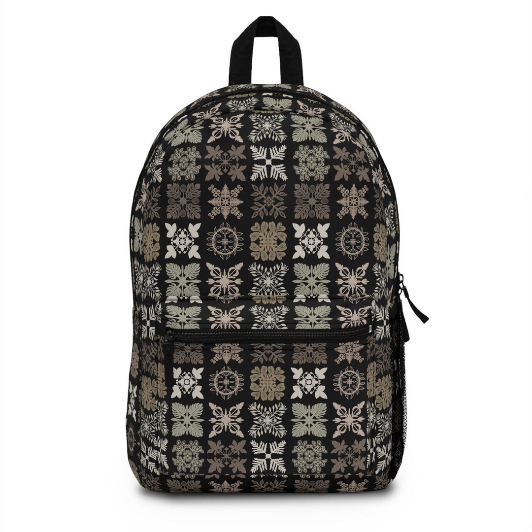 Hawaiian Quilt Kapa Kuiki Print Backpack, Stylish School Bag, Trendy ...
