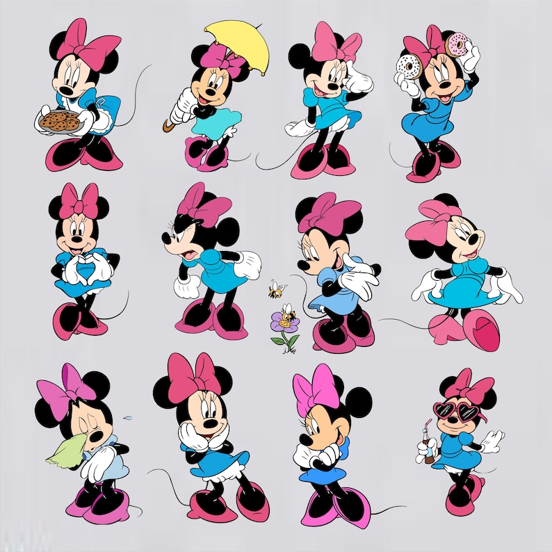 Pink Minnie Mouse Clipart Bundle: Cartoon PNG, SVG (digital Download ...