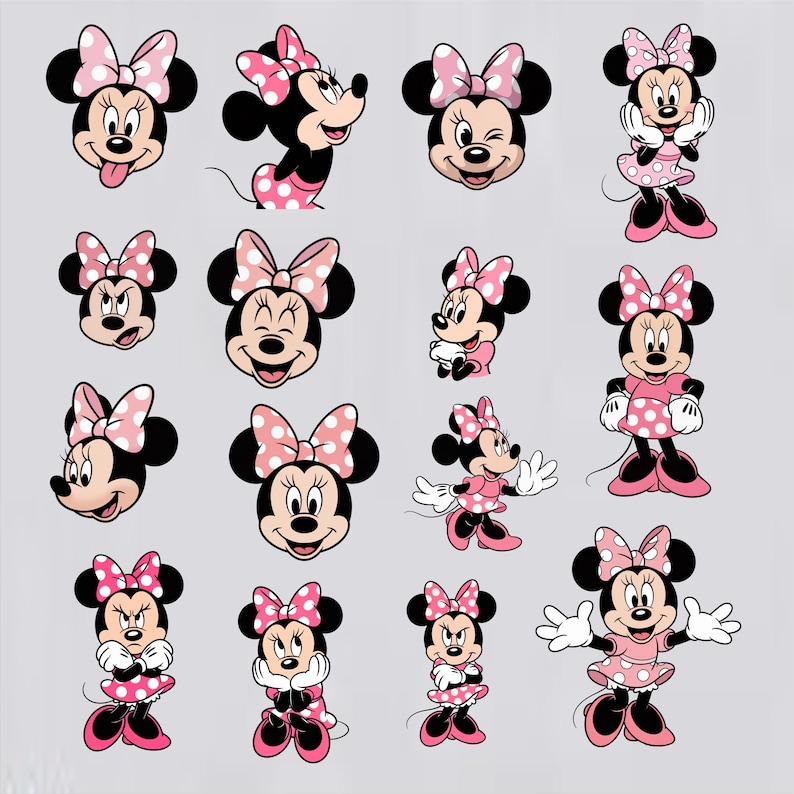 Pink Minnie Mouse Clipart Bundle: Cartoon PNG, SVG (digital Download ...