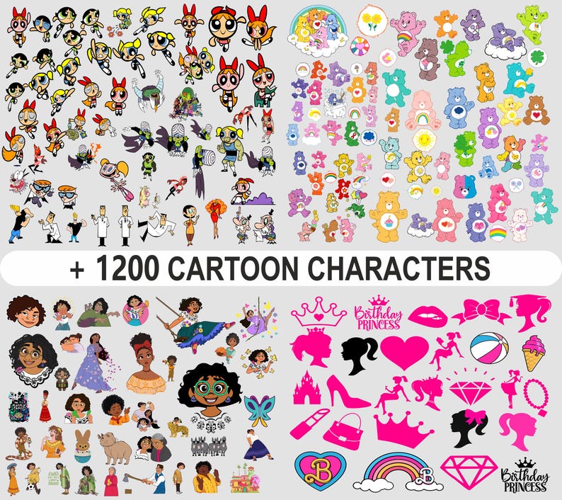 Cartoon Character Clipart Bundle | SVG, PNG (digital Download) - Etsy