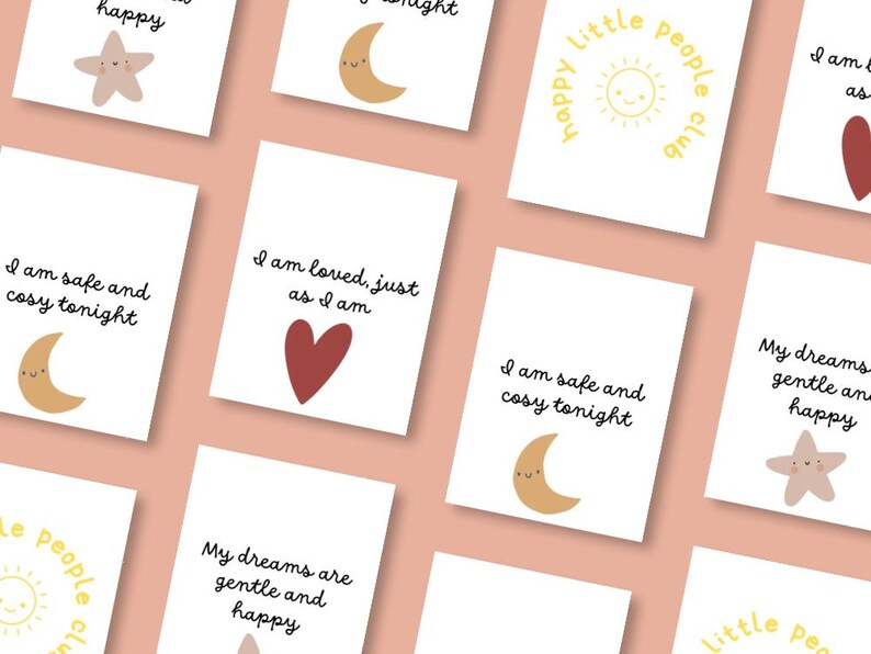 12 Bedtime Affirmation Cards for Kids Toddlers Preschool Calm Cards ...