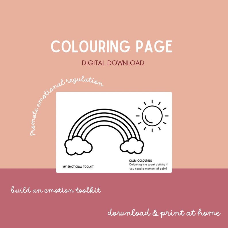 RAINBOW COLOURING PAGE Kids Printable Emotional Regulation Mindfulness ...