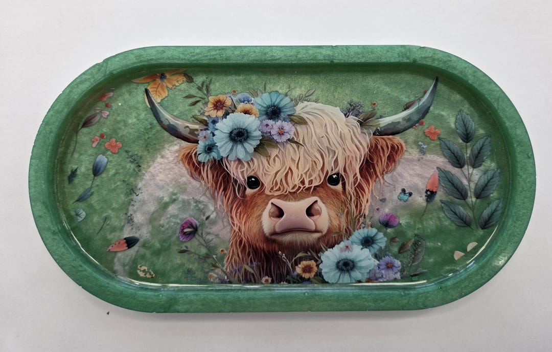 Highland Cow Oval Resin Trinket Tray. - Etsy