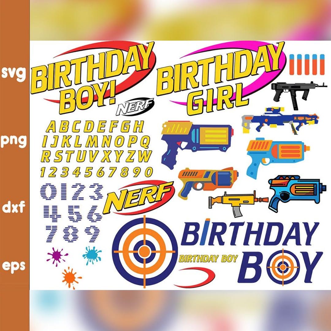 Nerf Gun Party SVG Bundle | Toy Blaster Birthday Cut File | Digital ...