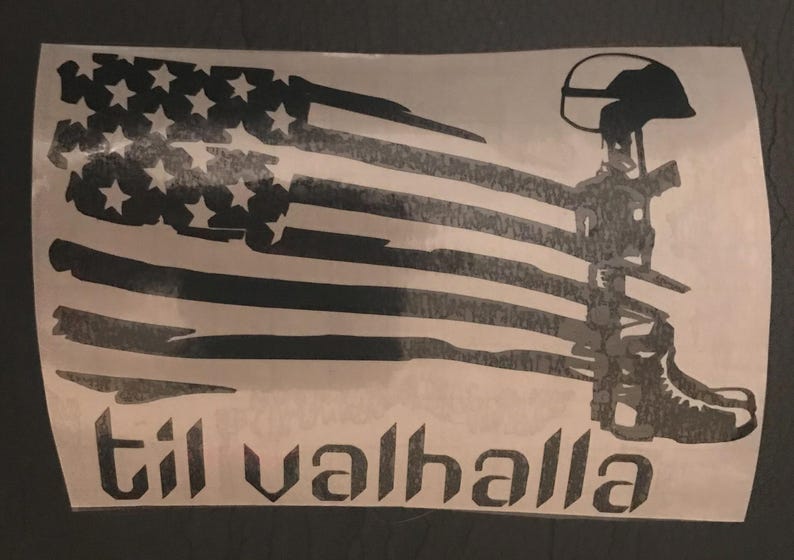 Til Valhalla Decal, Distressed American Flag, Military Stickers - Etsy