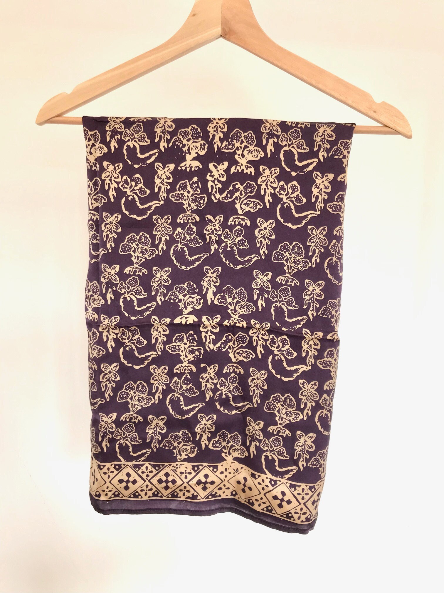 Silk Batik Sarong Purple and Bronze Flower - Etsy
