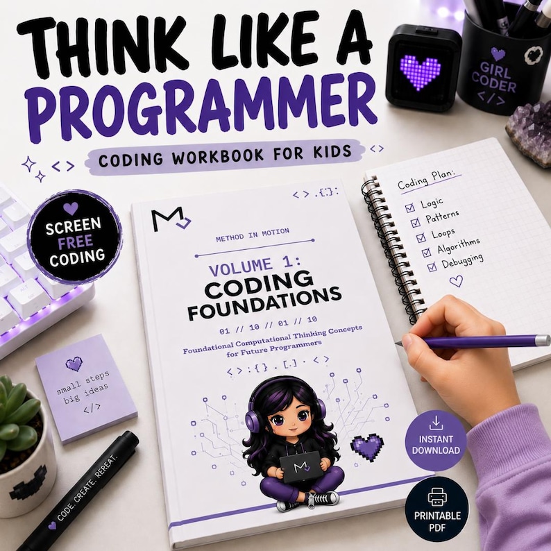 Coding Workbook for Kids | Screen-free STEM Activities, Logic ...