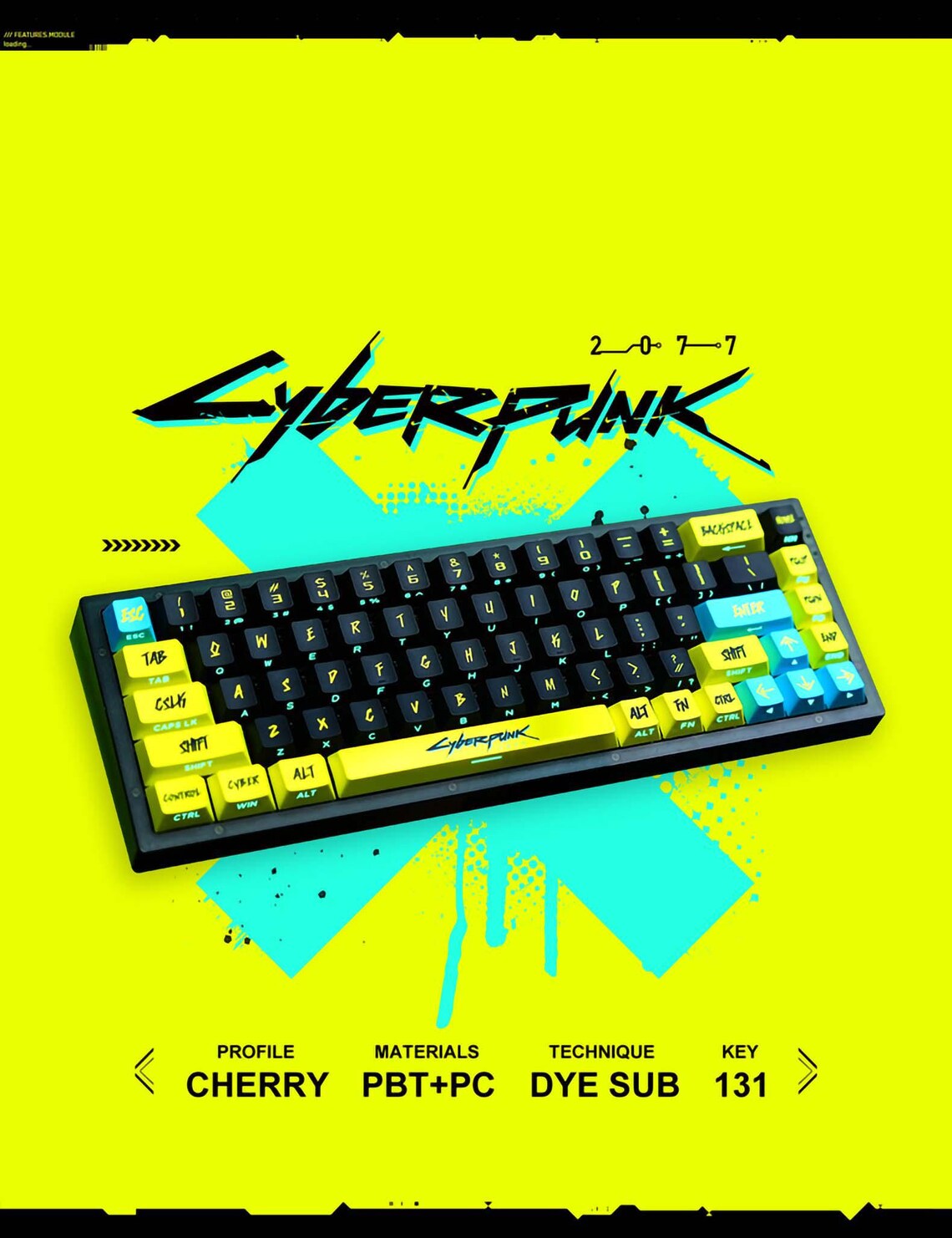 Cyberpunk 2077 Keycaps 131 Key PBT Cherry Profile Set - Etsy
