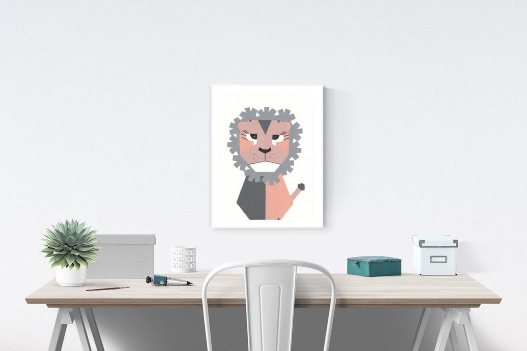Geometric Lion Print A4 Size-printed From Original Painting. - Etsy