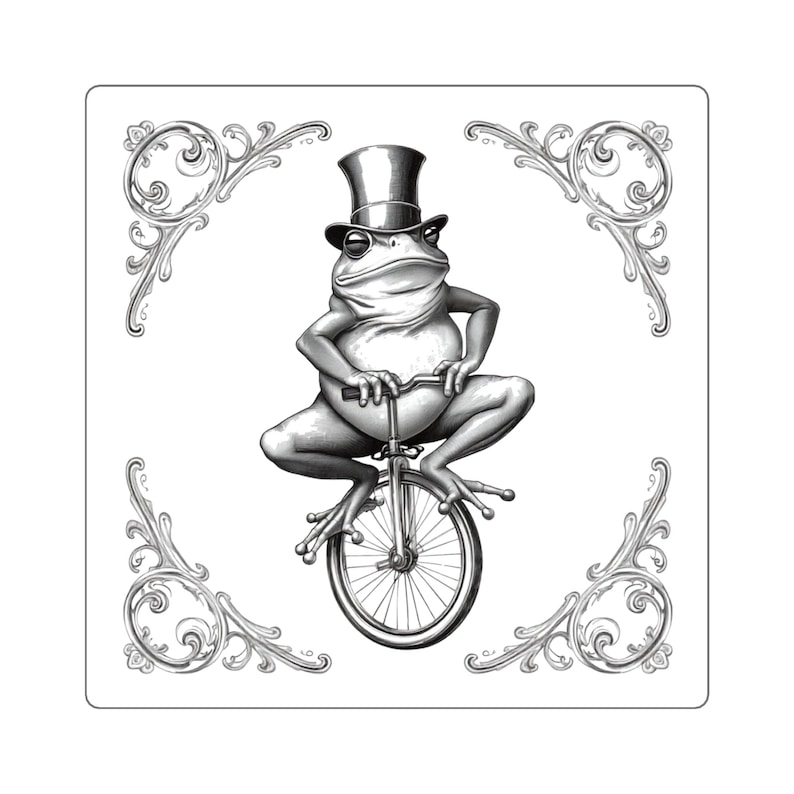 Frog in Top Hat Unicycle Sticker | Gift for Under 6.00 for Frog Lover ...