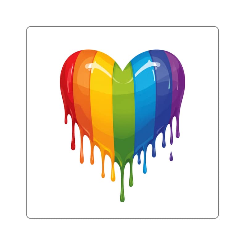 Dripping Rainbow Heart Sticker | Glossy Vinyl Pride Decal (indoor Use ...
