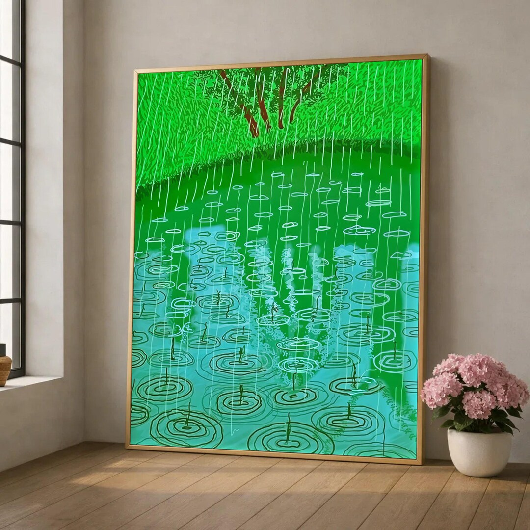David Hockney Rain Drop Ripples Canvas, Modern Abstract Nature Scene ...