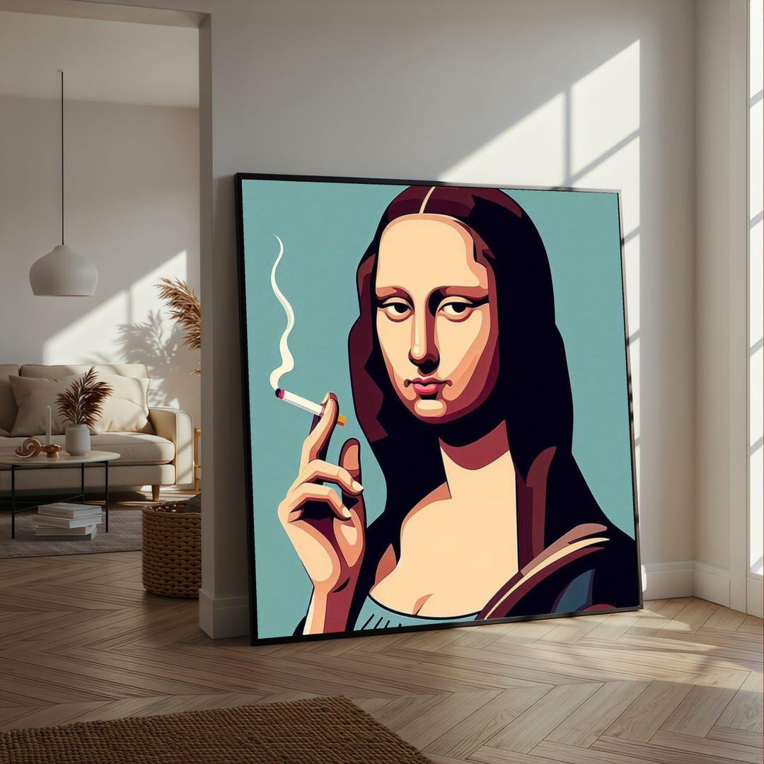 Modern Pop Art Mona Lisa Canvas, Smoking Woman Portrait Wall Art ...