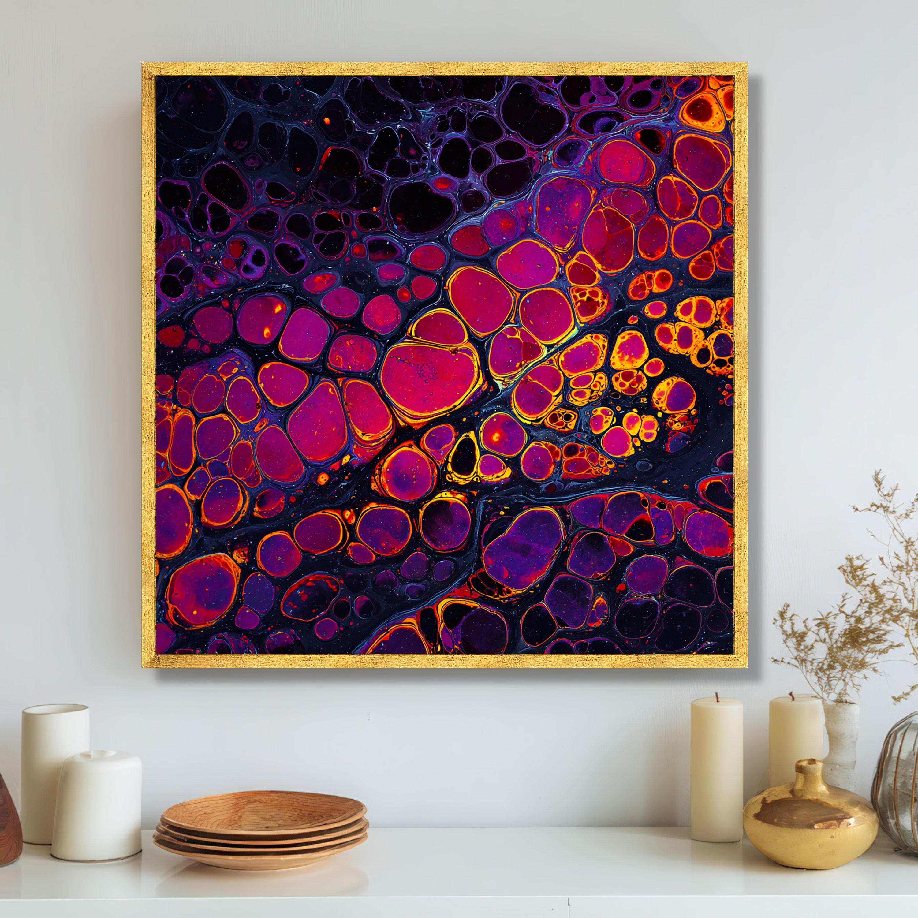 Vibrant Abstract Cells Canvas, Modern Fluid Art Wall Decor, Colorful ...