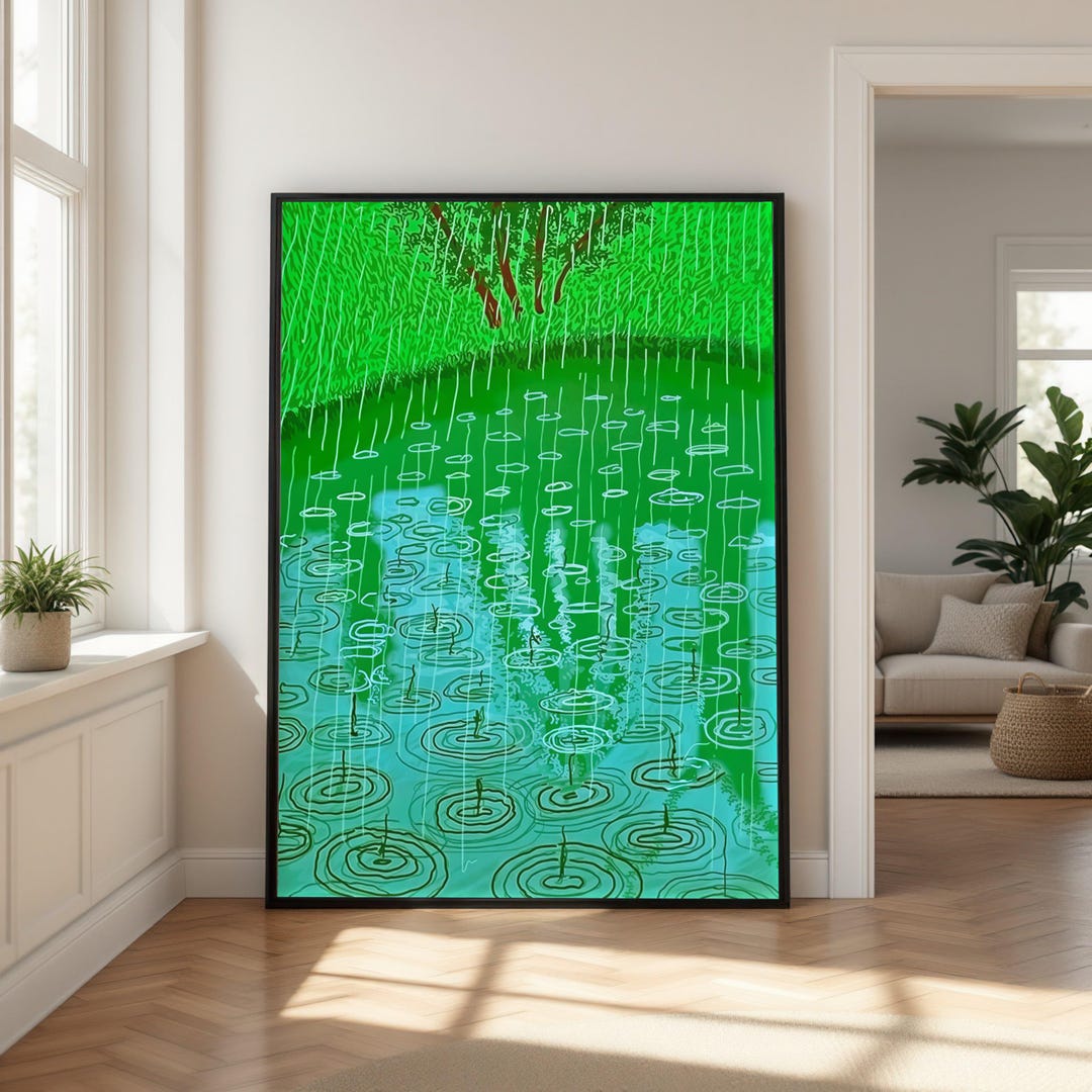 David Hockney Rain Drop Ripples Canvas, Modern Abstract Nature Scene ...