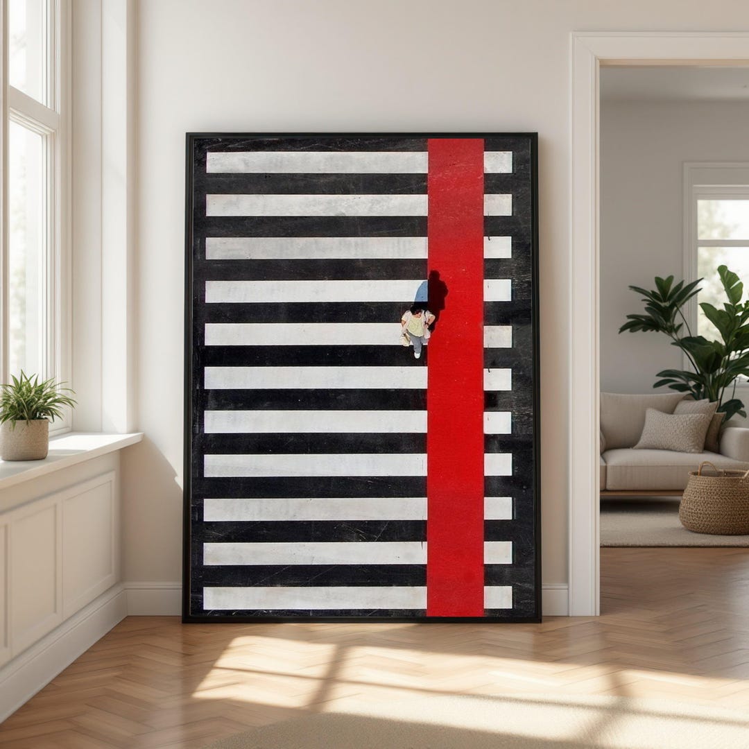 Modern Minimalist Crosswalk Canvas Wall Art, Urban Street Photography ...