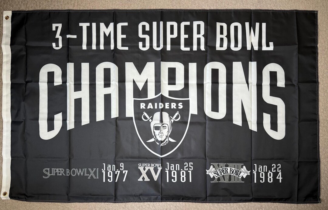 Raiders Los Angeles Las Vegas Oakland 3x NFL Super Bowl Champions 3x5 ...