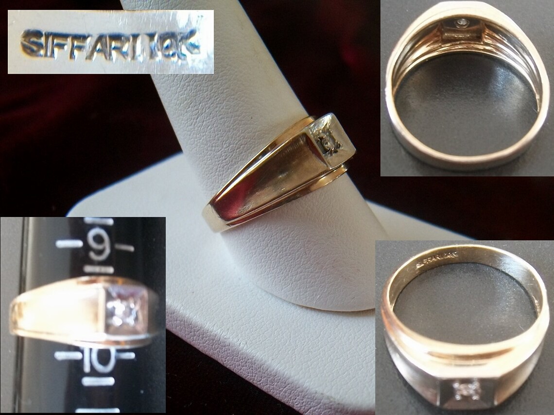 Estate Find Men's Siffari 10k Yellow Gold Ring With a .11ctw Diamond 5 ...