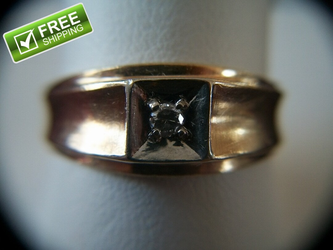 Estate Find Men's Siffari 10k Yellow Gold Ring With a .11ctw Diamond 5 ...