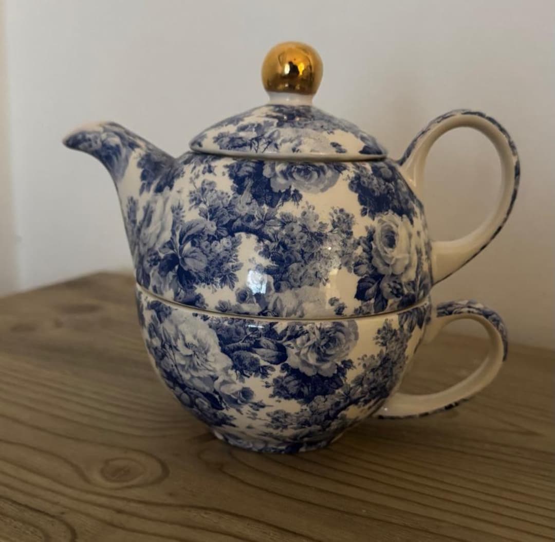 Vintage Arthur Wood Blue Floral Tea for One Set - Etsy