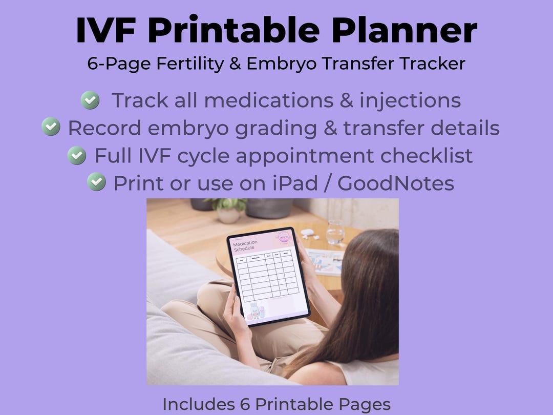 IVF Cycle Tracker Printable | Embryo Transfer Planner | Medication Log ...