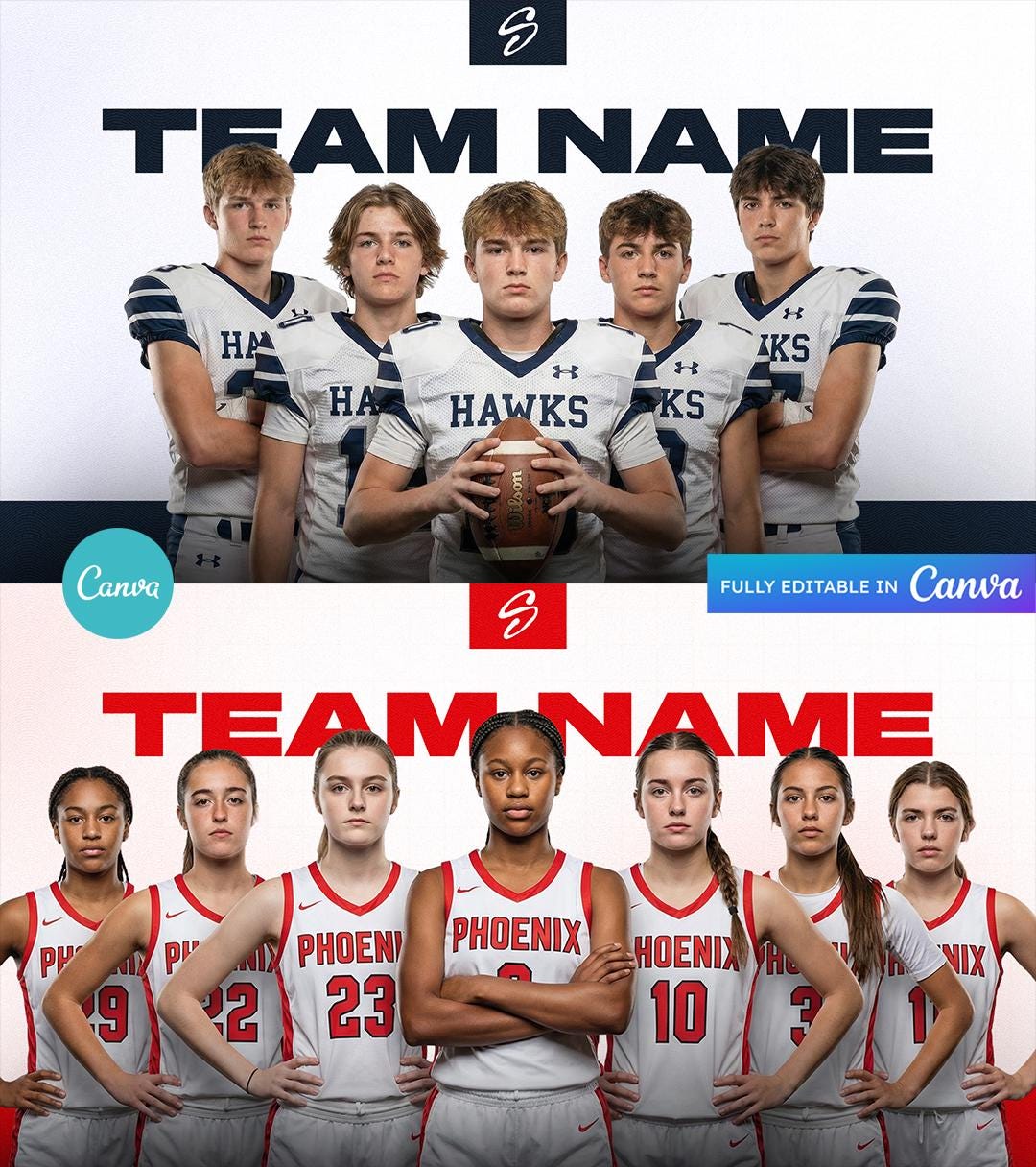 Editable Sport Team Banner Template | Canva Template (digital Dowland ...