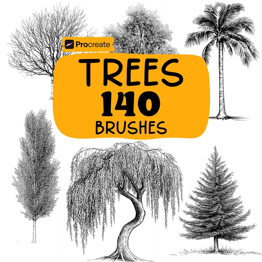 Procreate Trees Brushes, 140+ Trees Procreate Stamps, Plants, Botanical ...