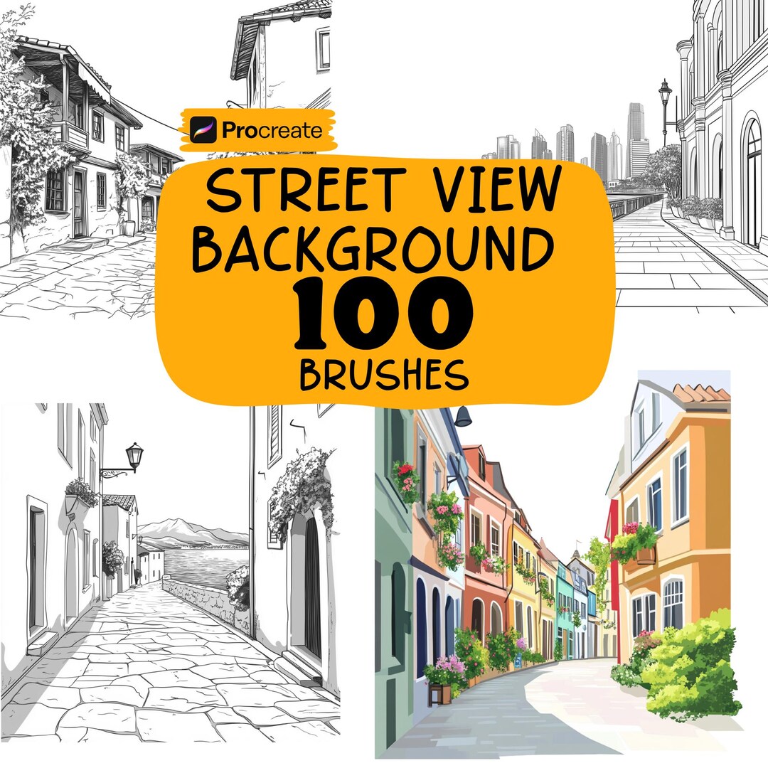 Procreate Street Backgrounds Brushes, 100+ Street Procreate Stamps ...