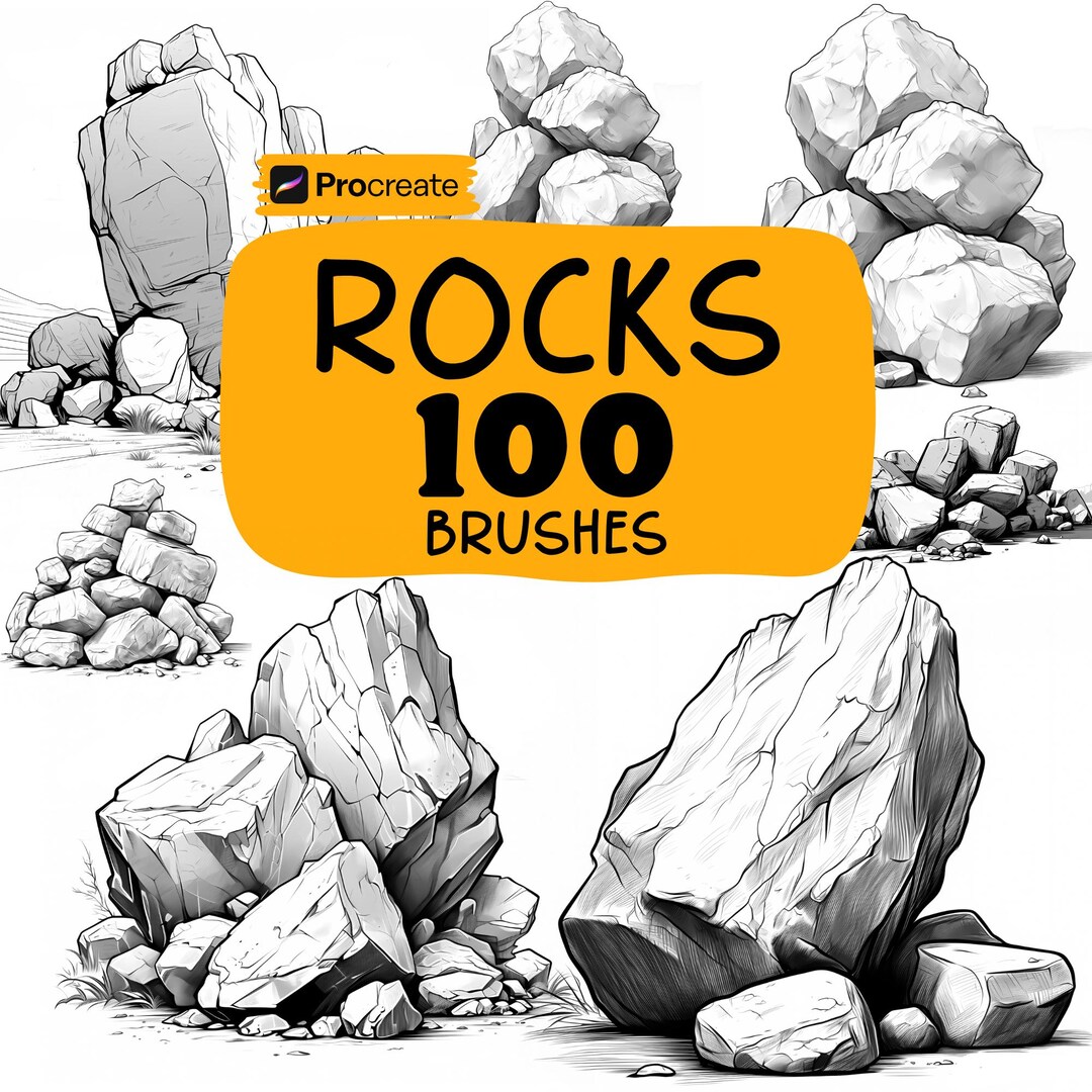 Procreate Rocks Brushes, 100+ Rocks Procreate Stamps, Nature Procreate ...