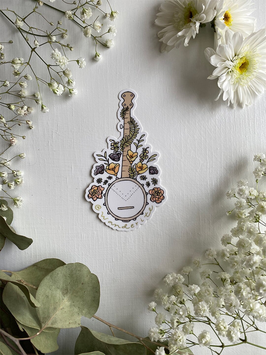 Banjo Flowers Sticker - Etsy