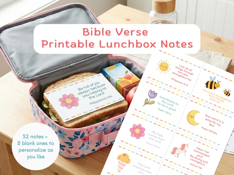 Bible Verse Lunch Box Messages for Girls | School Lunch Notes ...