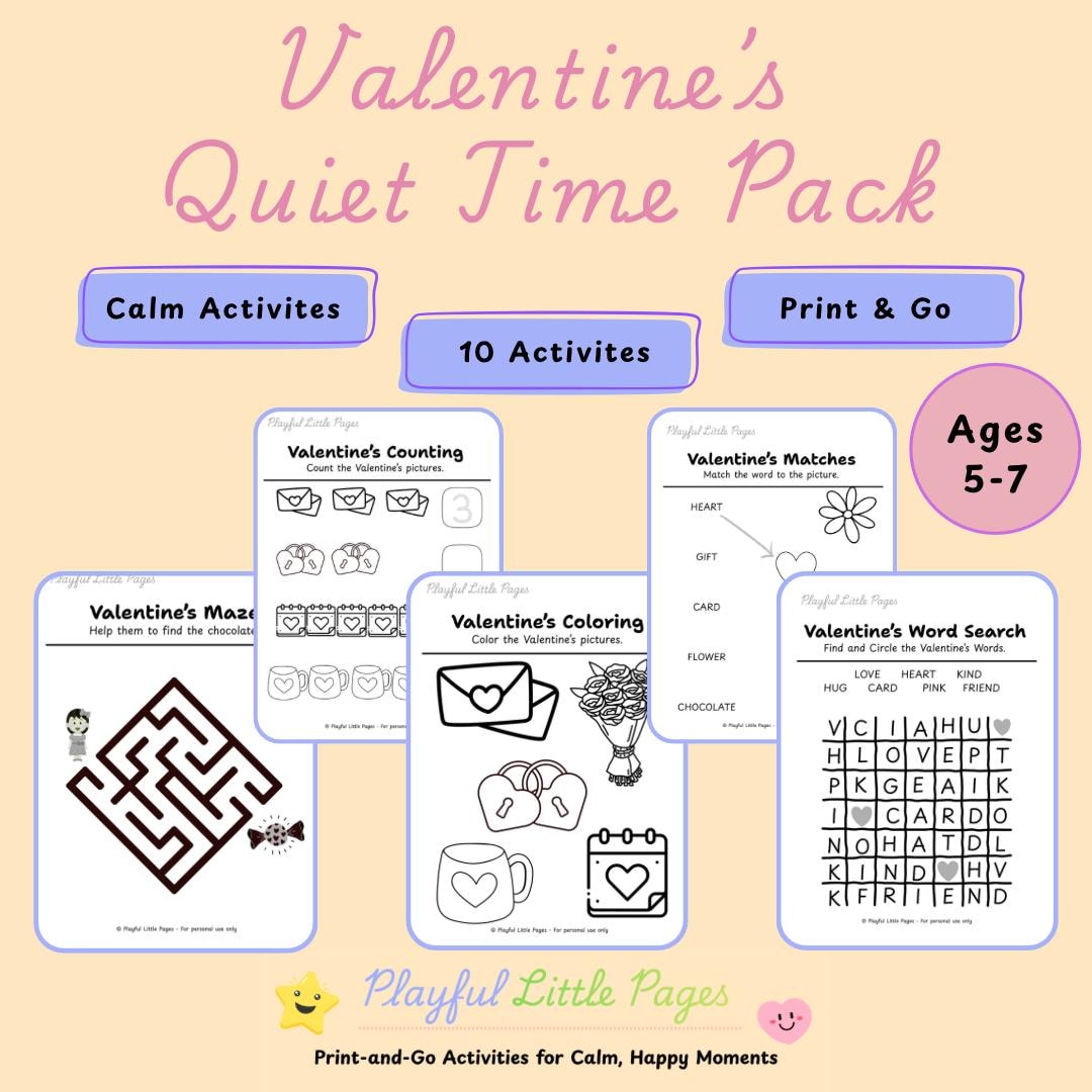 Valentine’s Quiet Time Activity Pack for Kids | Printable Calm ...