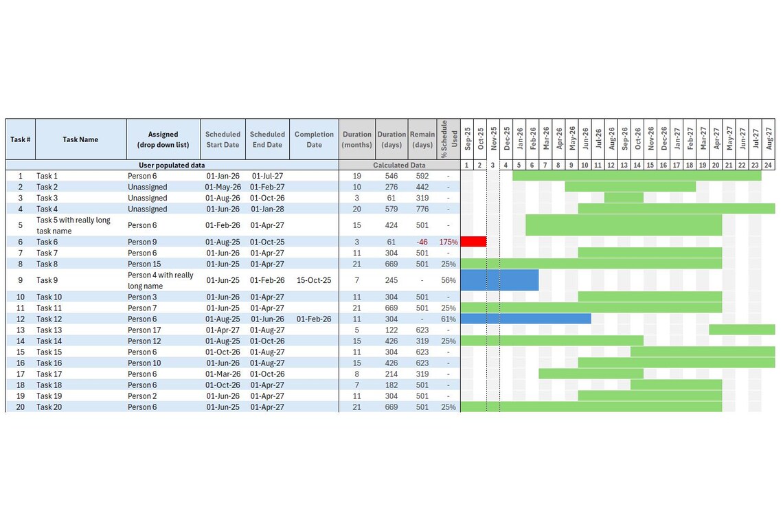 Team Task Tracker - Monthly Template (excel) - Etsy