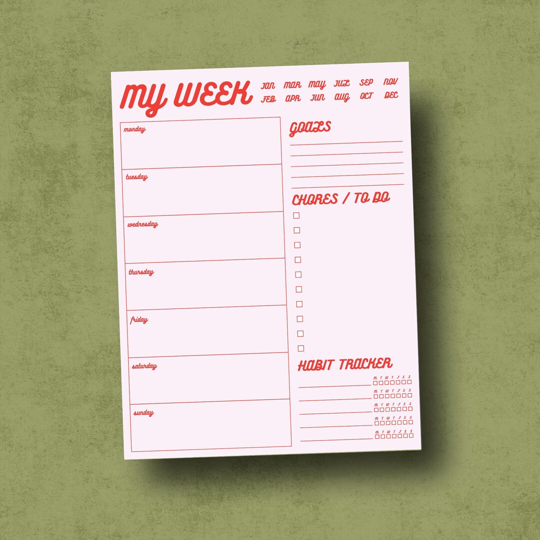 Printable Weekly Planner Sheet | Digital Download & Editable Canva ...