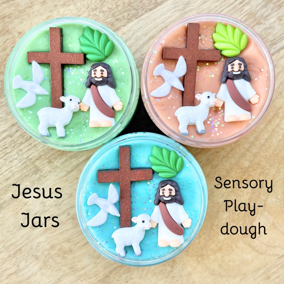 Religious Easter Playdough Jar Jesus Play Dough Kit Easter Sensory ...