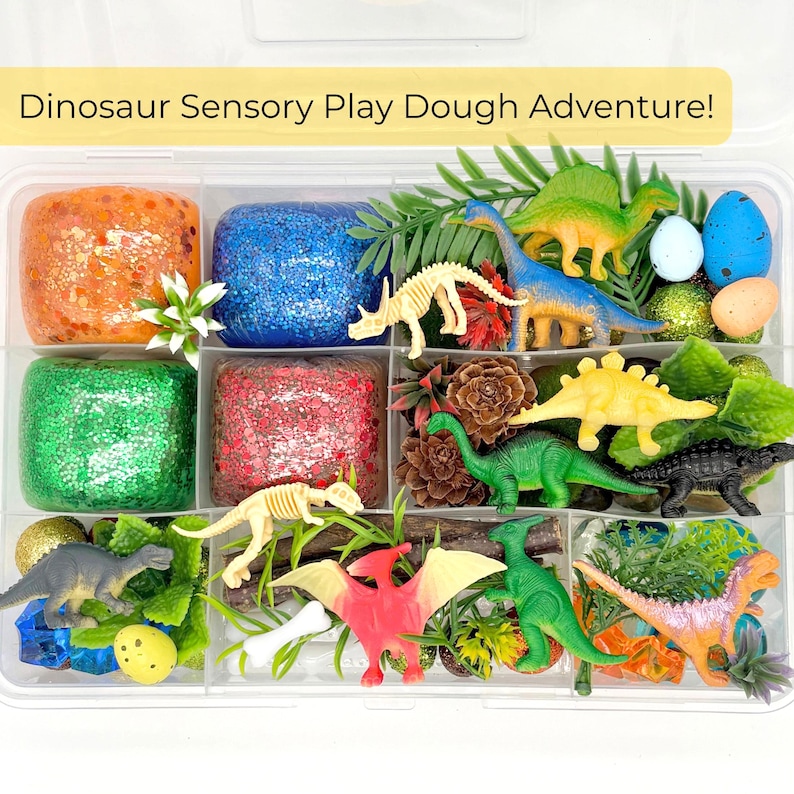 Dinosaur Sensory Playdough Kit Creative Pretend Play Activity Screen ...