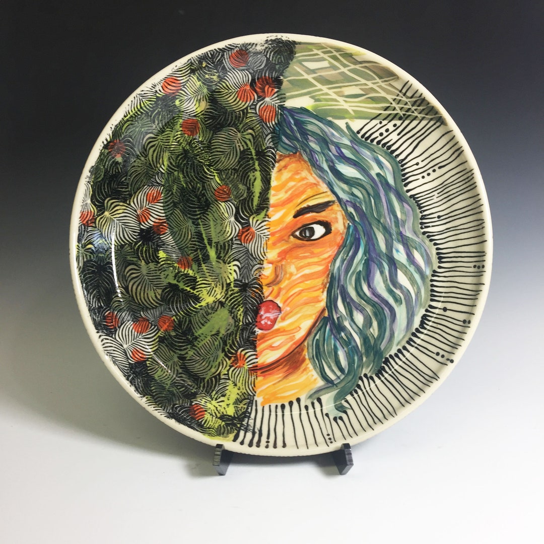 Large Ceramic Serving Platter, Graffiti Serving Dish, Hand Painted ...