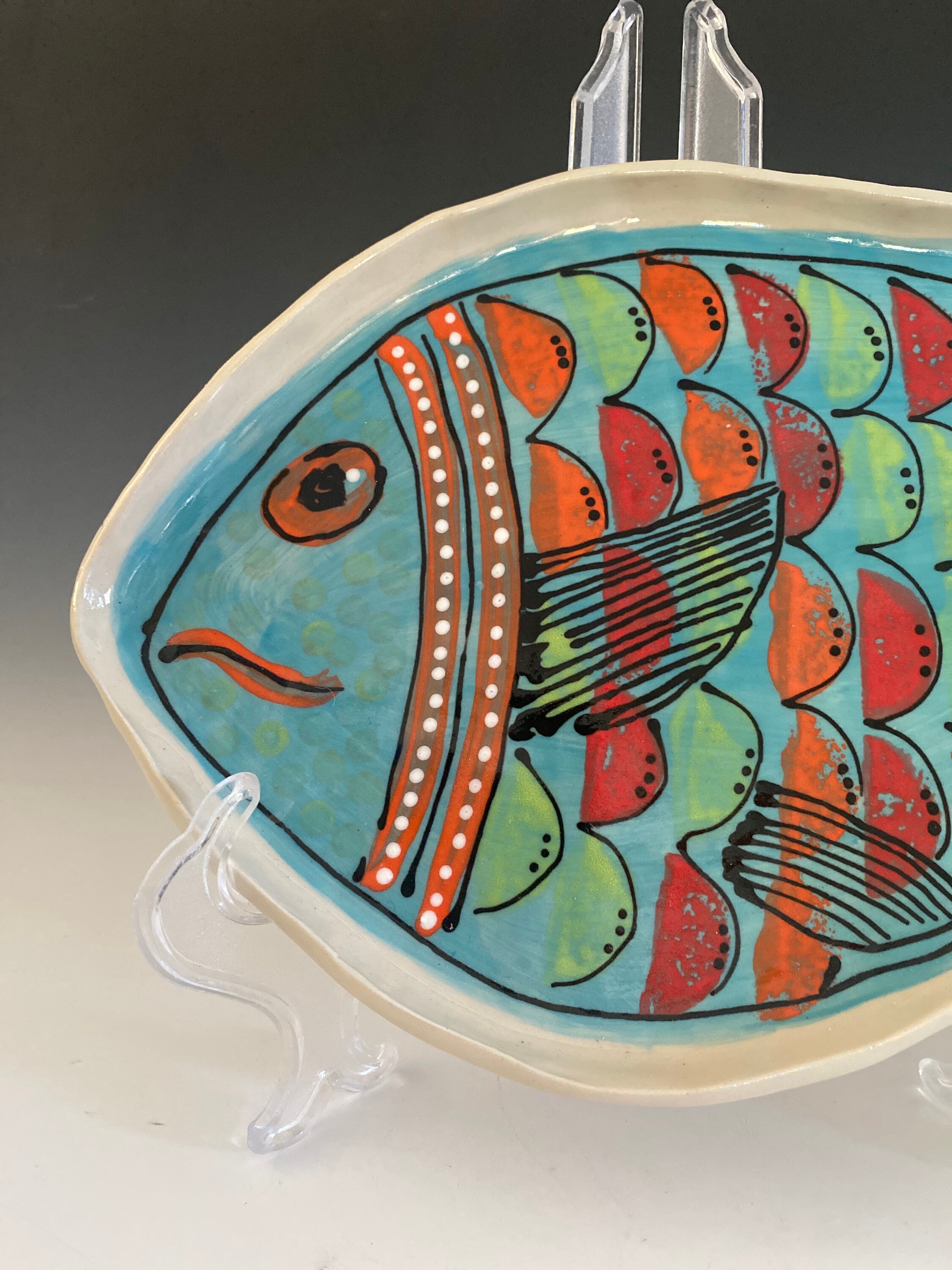 Large Ceramic Fish Serving Platter, Handmade Pottery Serving Dish - Etsy