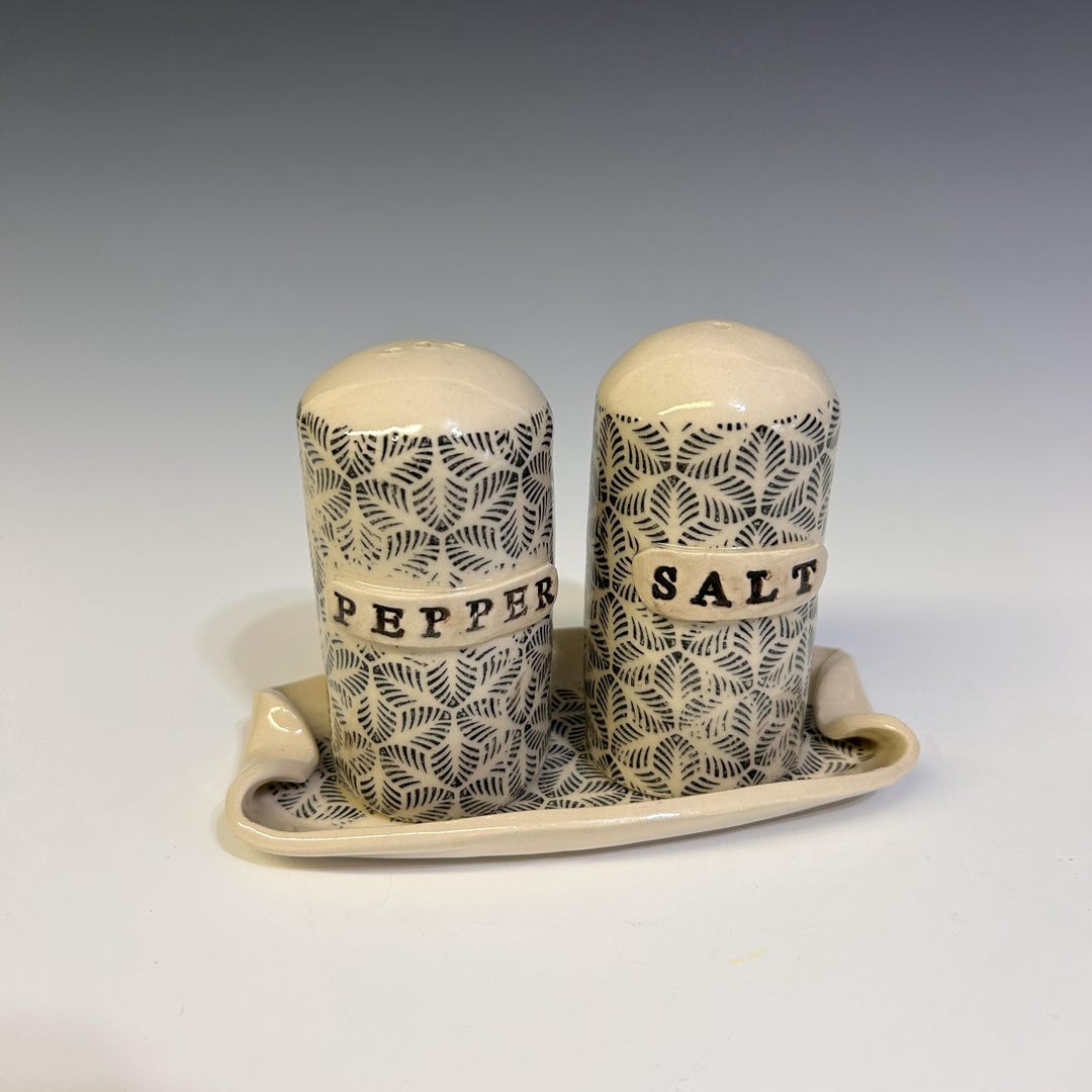 Handmade Ceramic Salt and Pepper Shaker Set With Tray - Etsy