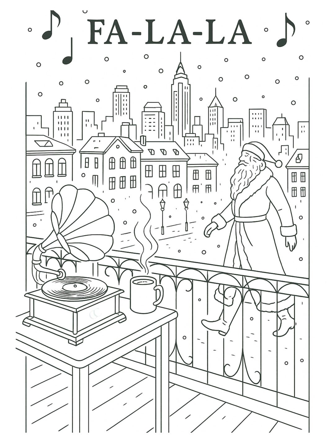 Christmas Songs Adult Coloring Page, Plus Bonus Fireplace Happy ...